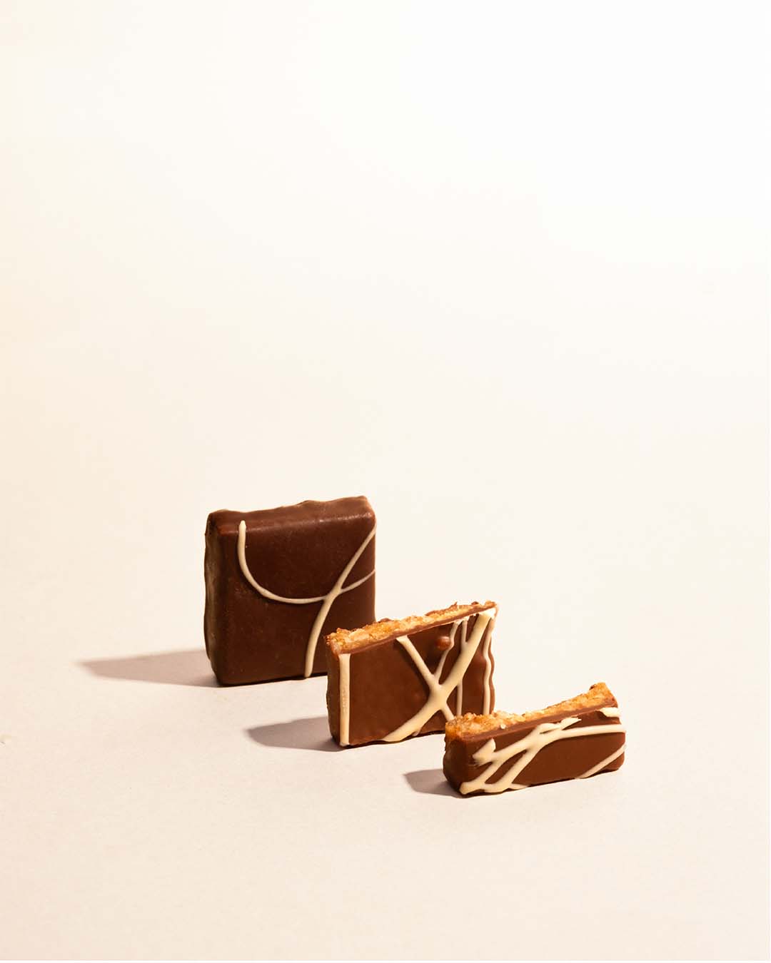 Enrobed Chocolate Coconut Brittles - 45% Milk, 60% Dark & White